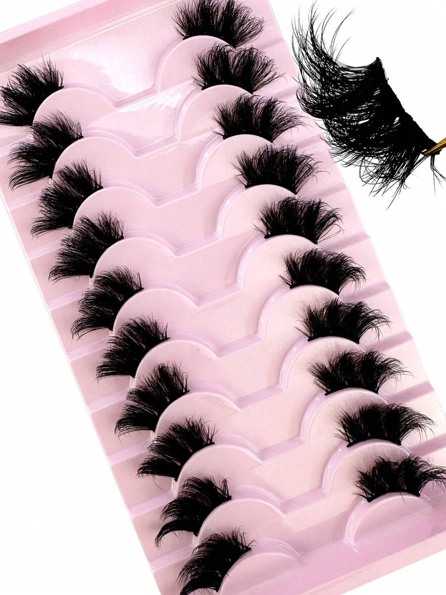New 10 Pairs Half Lashes Cat Eye Natural 3D Mink Lashes Wispy 8D Fluffy ...