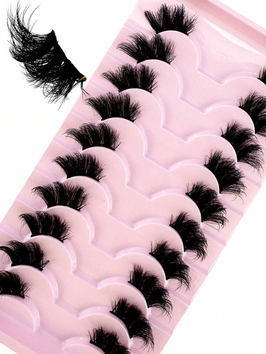 New 10 Pairs Half Lashes Cat Eye Natural 3D Mink Lashes Wispy 8D Fluffy ...