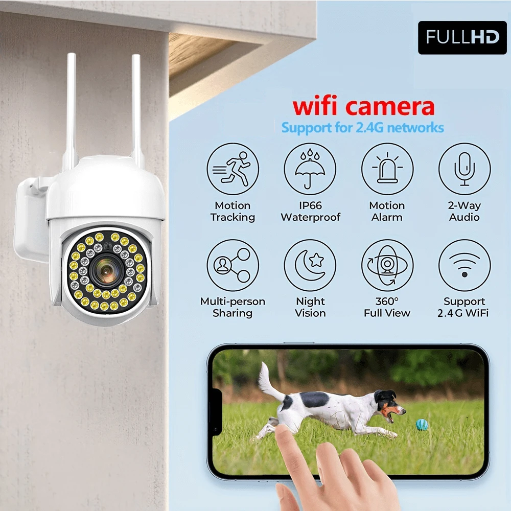 Teruhal 1 szt. 1080P bezprzewodowa kamera bezpieczeństwa, 2,4 GHz WiFi ...