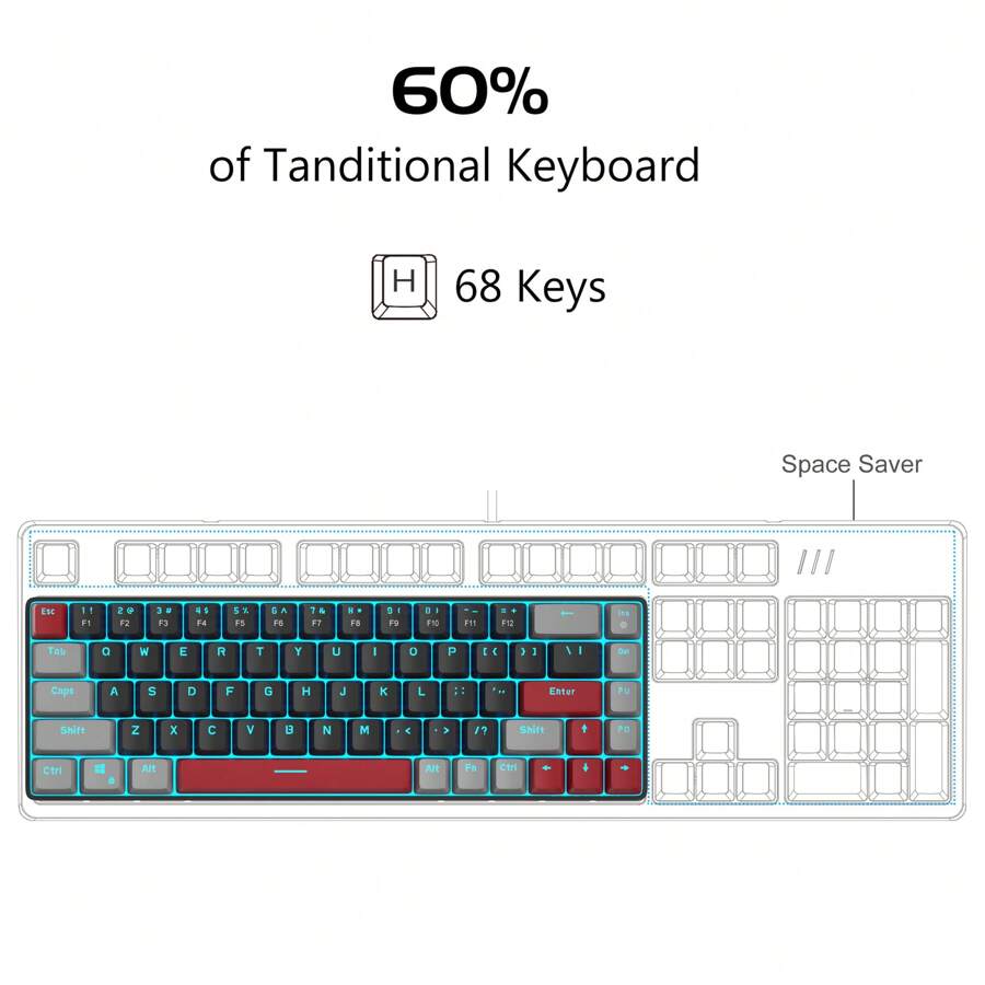 MageGee MageGee Box 60% Mechanical Gaimg Keyboard With Red Switch 68 ...