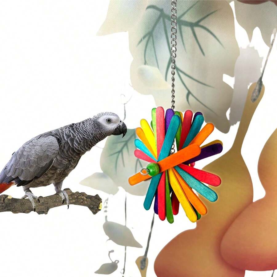 Bird Toys For Parrots, Colorful Wooden Parrot Foraging Toys, Hanging ...