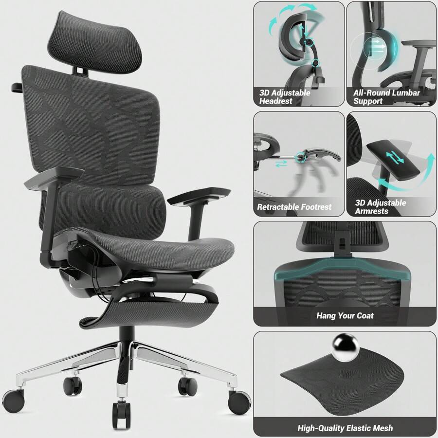 Ergonomic Office Chair, SGS Certified Gas Cylinder, 400 LBS Capacity ...