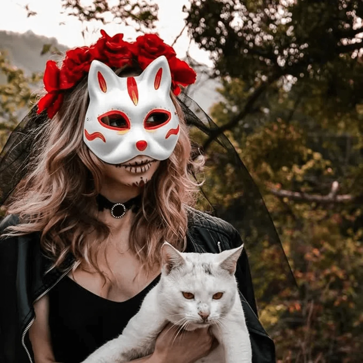 2 Pieces DIY White Cat Masks - Anime Themed Unpainted Mid-Face Animal ...