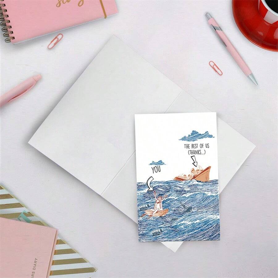1PC Sinking Ship Leaving Card, Funny New Job Card For Work Colleague ...