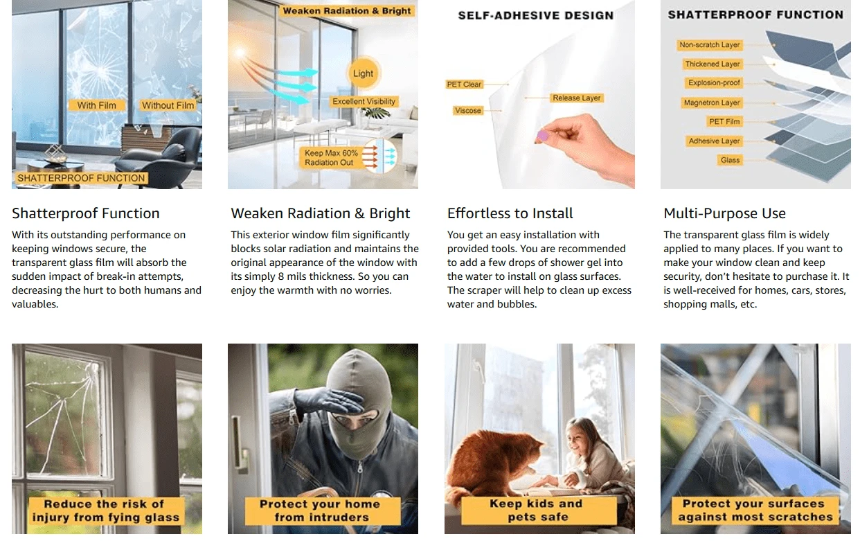 Filme anti-quebra de proteção de segurança transparente, impressão de ...