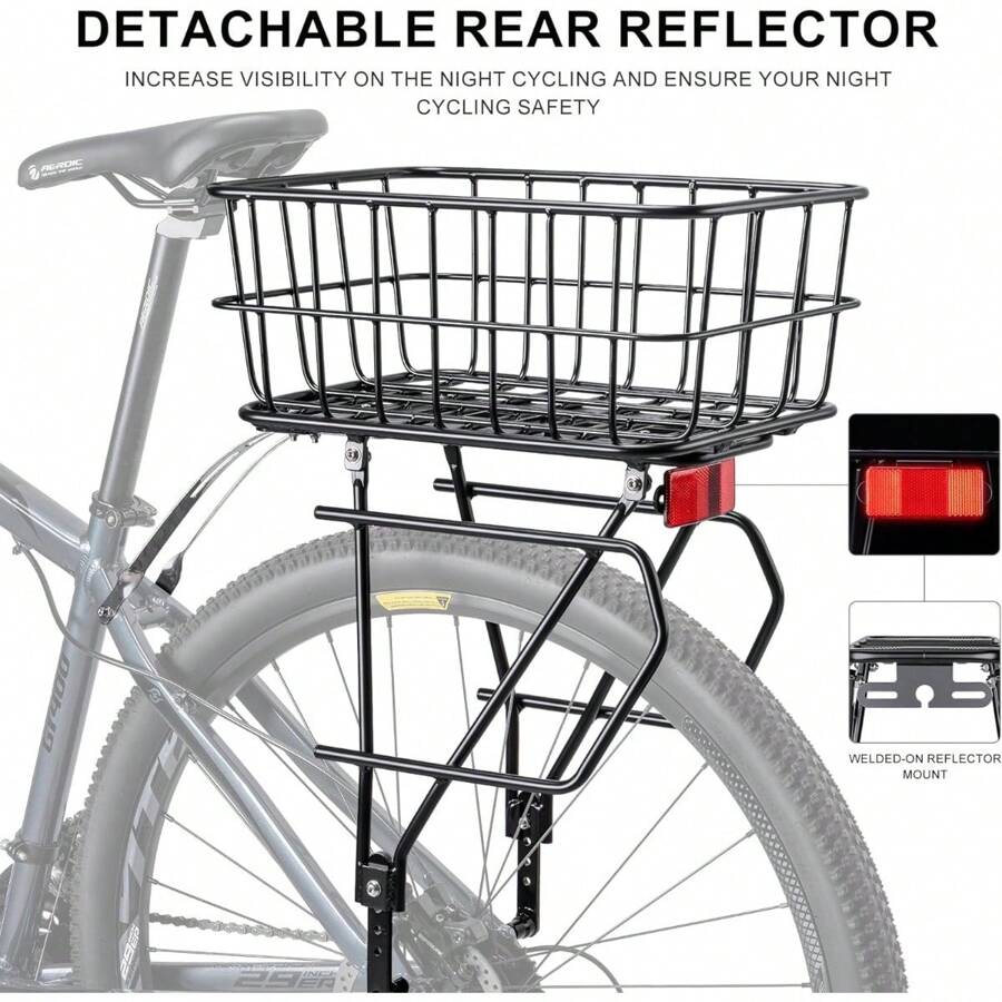 Rear Bike Rack With Basket - Bike Cargo Rack For Disc Brake/Non-Disc ...