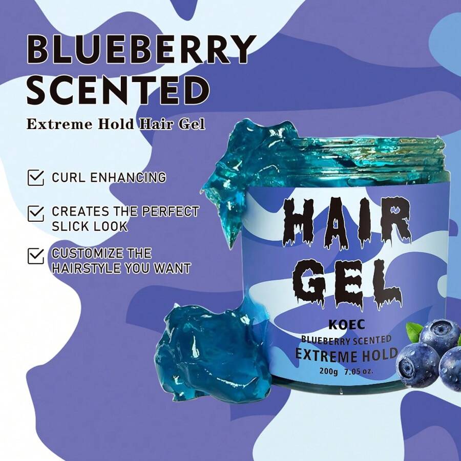 Gel para peinado fijación fuerte Bluberry KOEC - Control extremo del ...