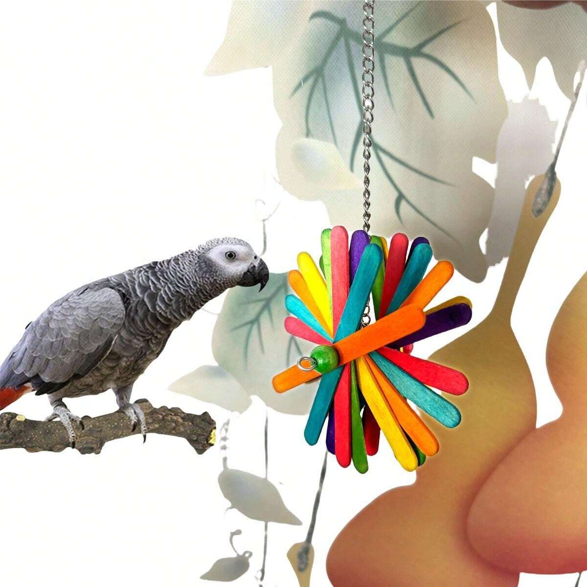 Bird Toys For Parrots, Colorful Wooden Parrot Foraging Toys, Hanging ...