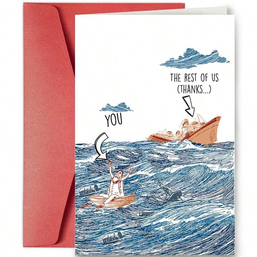 1PC Sinking Ship Leaving Card, Funny New Job Card For Work Colleague ...