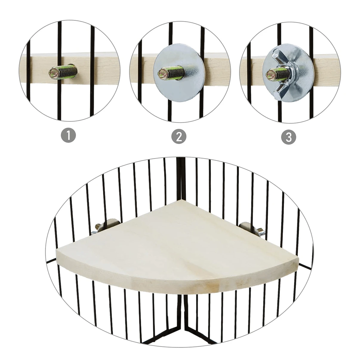 Wooden Bird Perch, 10/13cm Diameter Wooden Platform Corner Ledge For ...