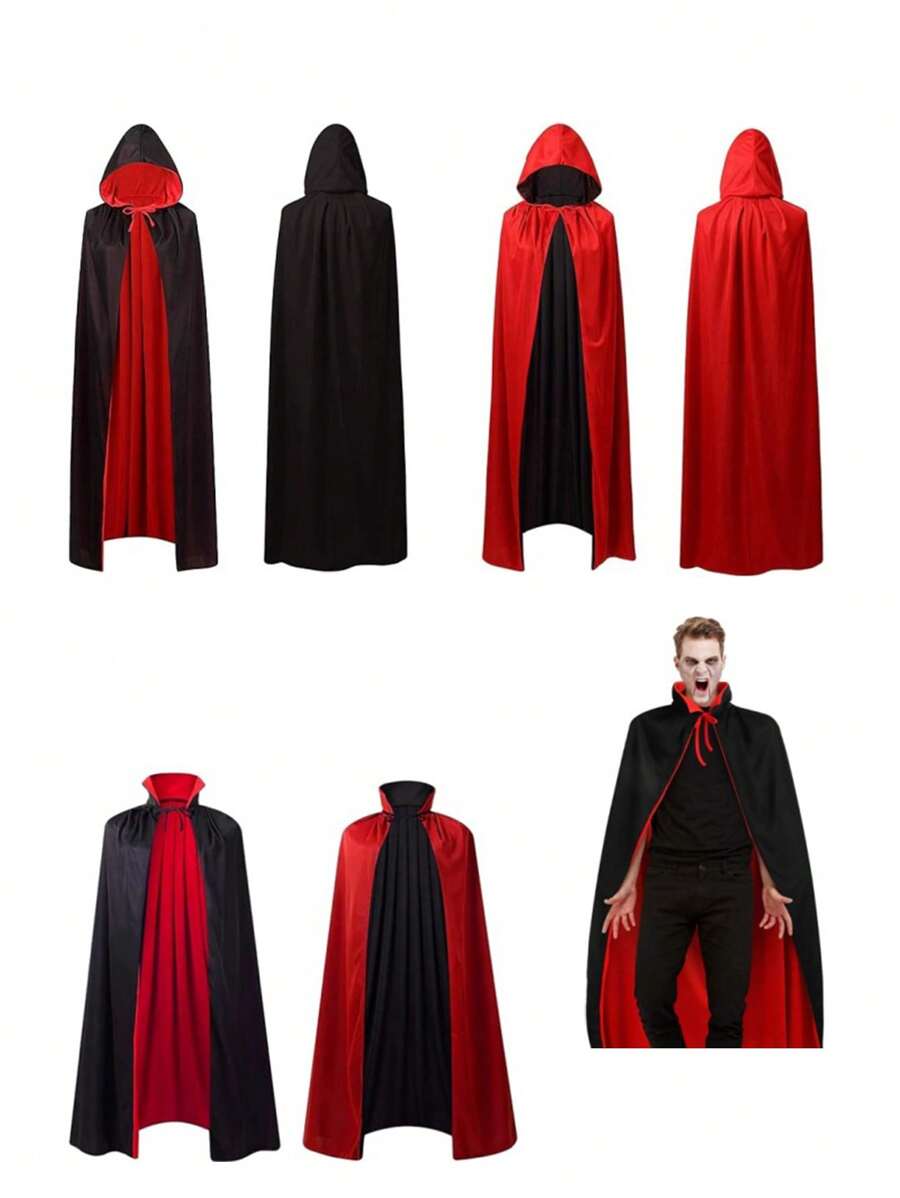Halloween Vampire Cloak Red And Black Double Collar Death Cloak Death ...