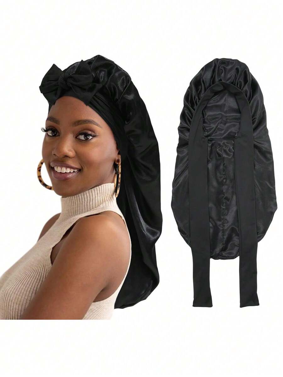 Long Satin Braid Bonnet For Women Silk Bonnet For Sleeping Sleep Cap ...