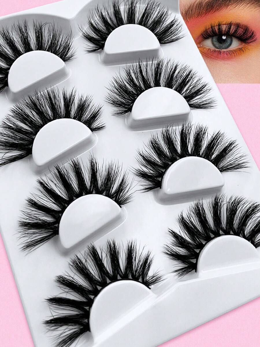 4 Pairs 3D Fiber Lashes, 3D Mink Effect Lashes With Wispy Tapered Ends ...