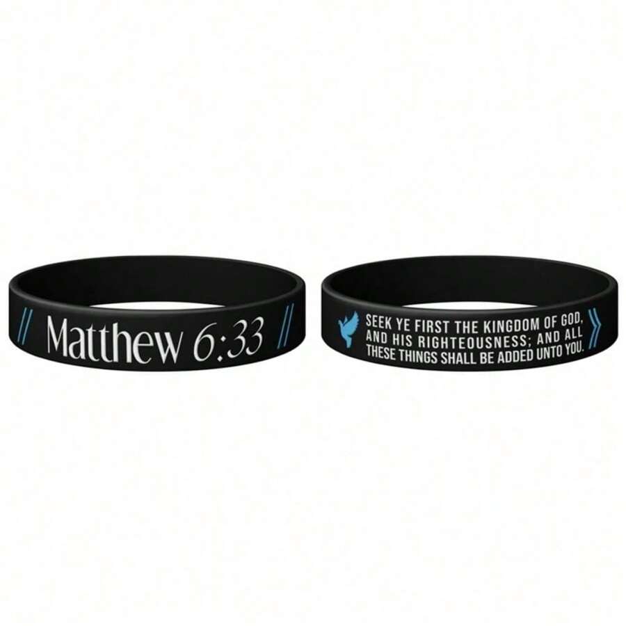 4 Pcs Christian Inspirational Bible Verse Psalm Mark Ephesians Matthew Party Wristbands Silicone ...