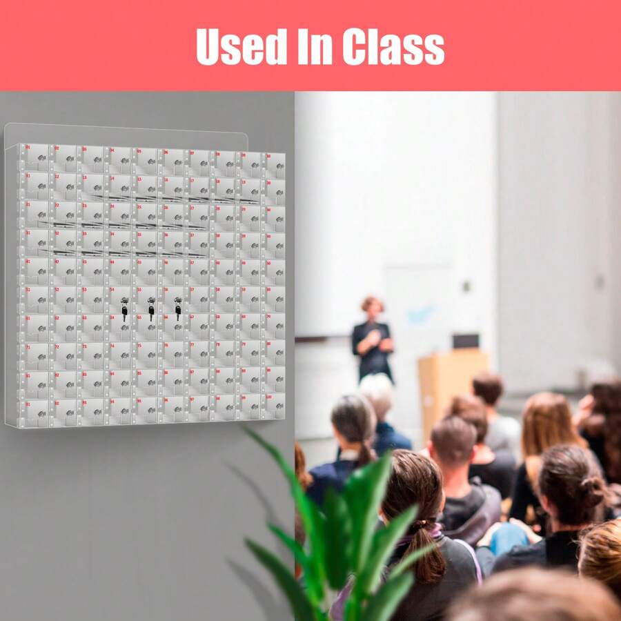 100 Slots Cell Phone Locker Box, Clear Acrylic Cell Phone Lock Box With ...