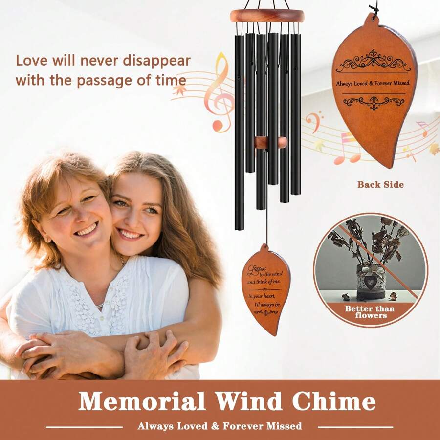Wind Chimes For Outside, 30" Wooden Sympathy Wind Chimes Memorial Wind ...