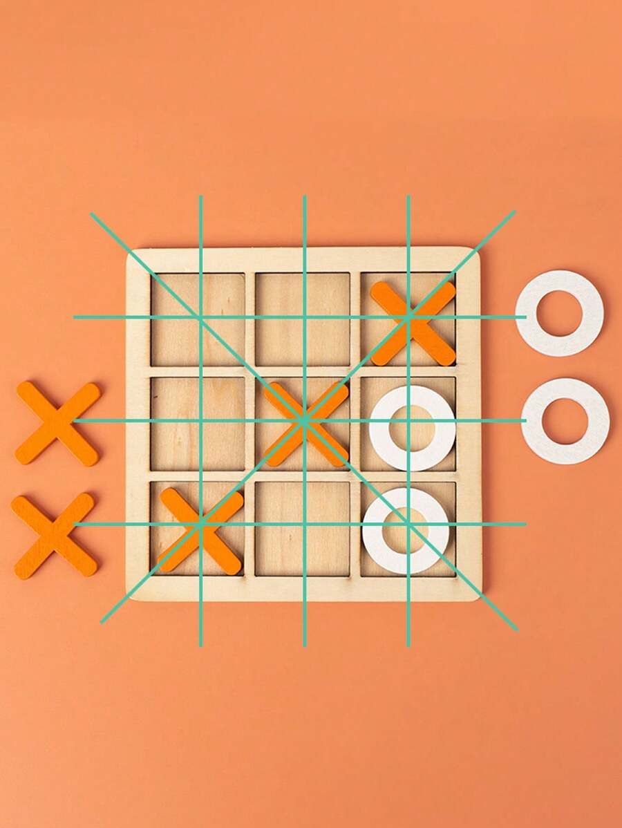 1pc Wooden Square Nine-Grid XO Chess Tic-Tac-Toe Chess, Family Desktop ...