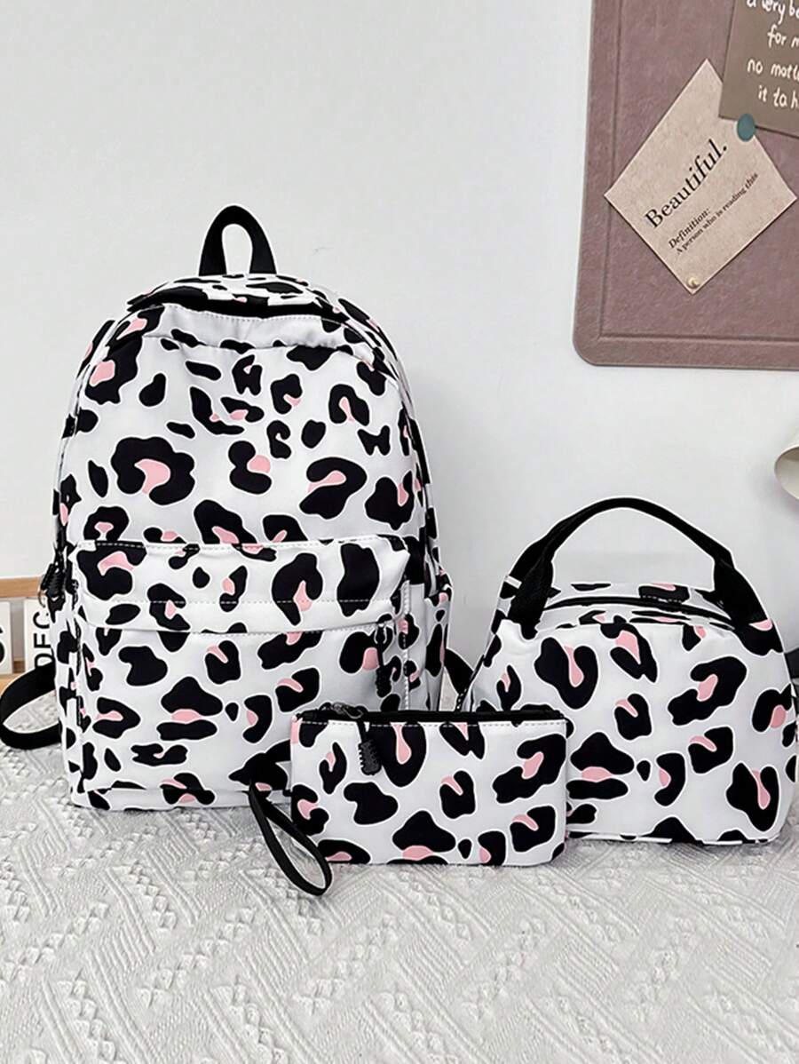 3 Pieces Kawaii School Bag, Tie-Dye Cartoon Pattern School Bag With ...