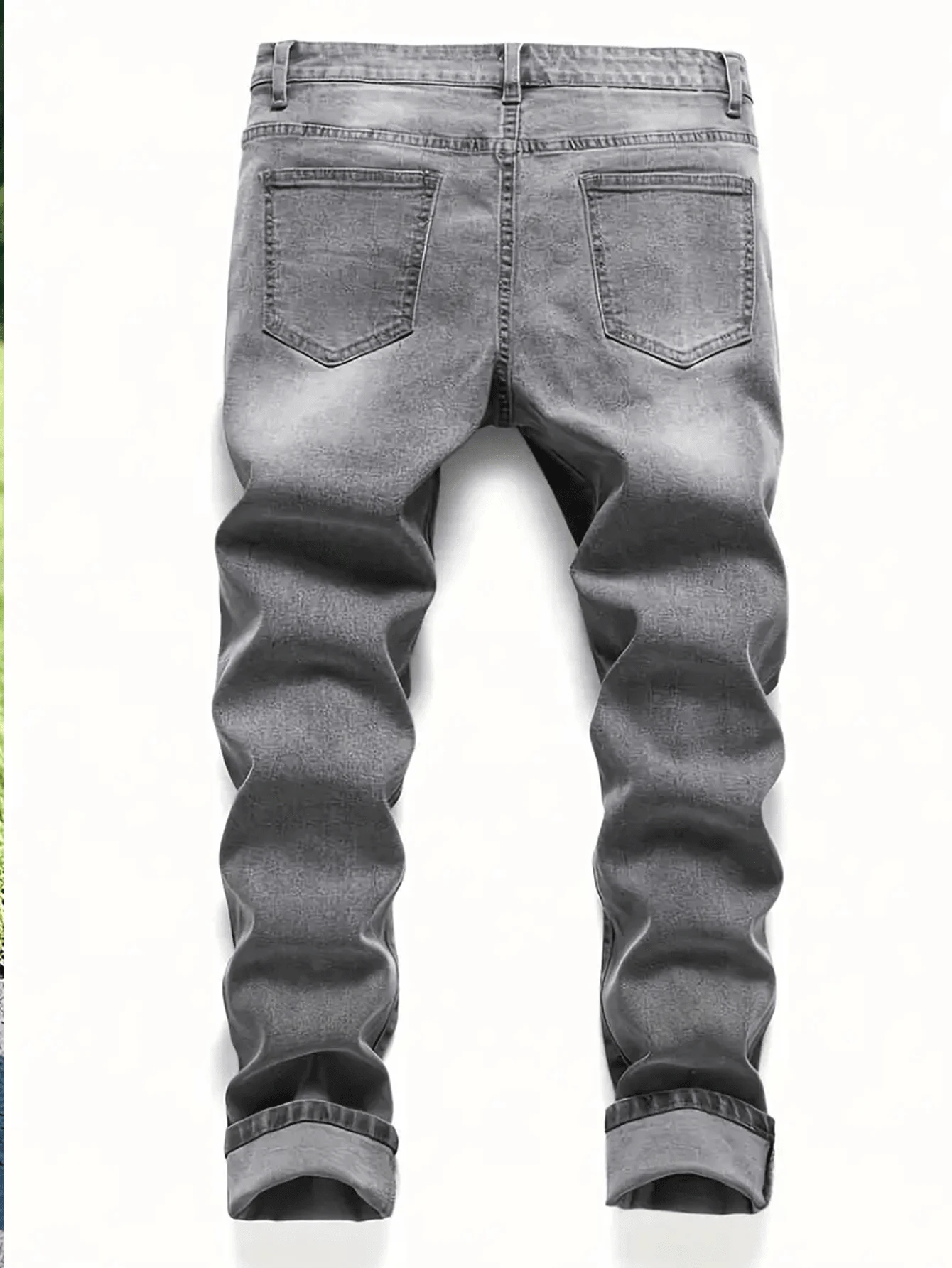 Men European American High Street Fashion Distressed Grey Denim Jeans ...