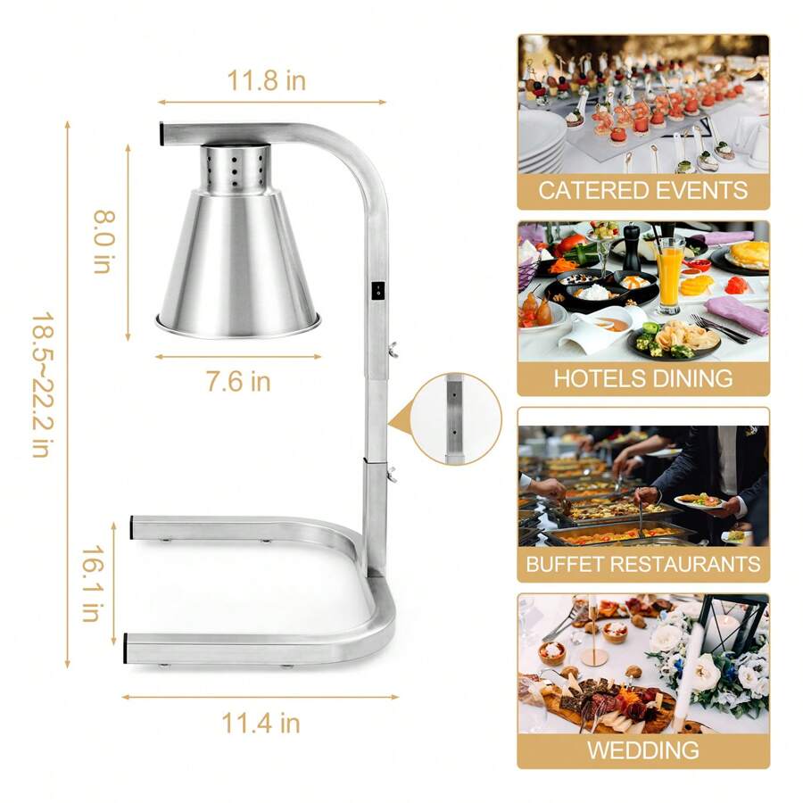 Commercial Food Heat Lamp, 1 Bulb Food Warming Light, Portable Electric ...