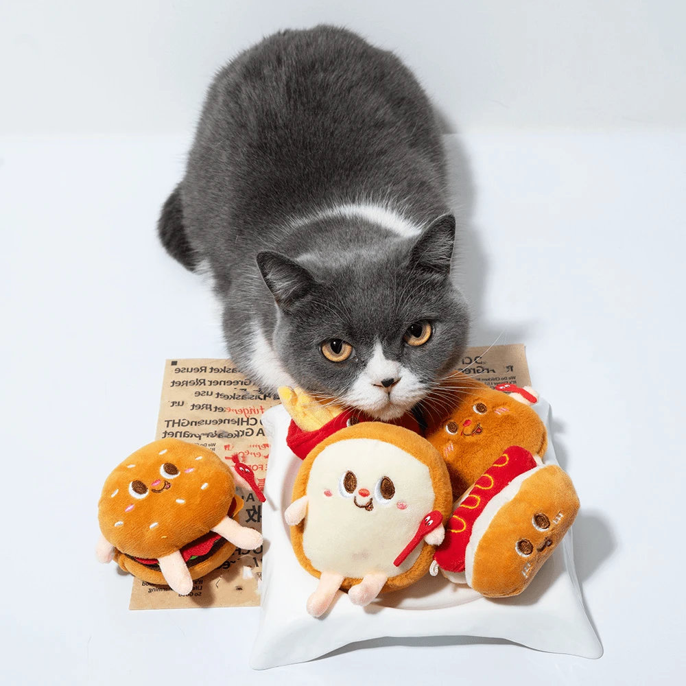 Catnip Cat Dolls, Plush Interactive Dolls (Hamburger, Fries, Chicken ...