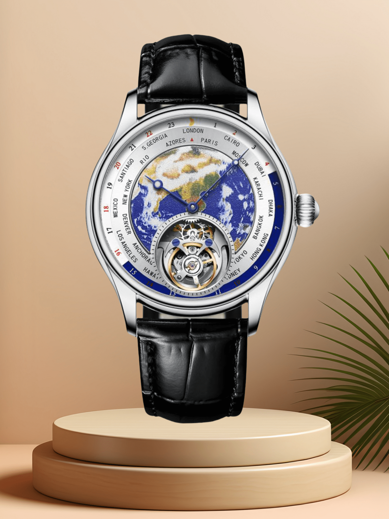 AESOP Authentic Tourbillon Mechanical Watch, World Map & Blue Earth ...