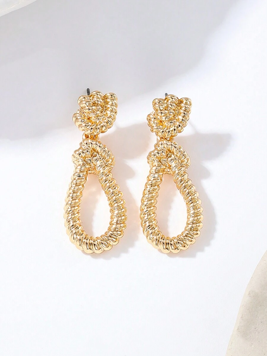 1 Pair Fashion Creative Vintage Metal Wrapped Braided Rope Textured ...