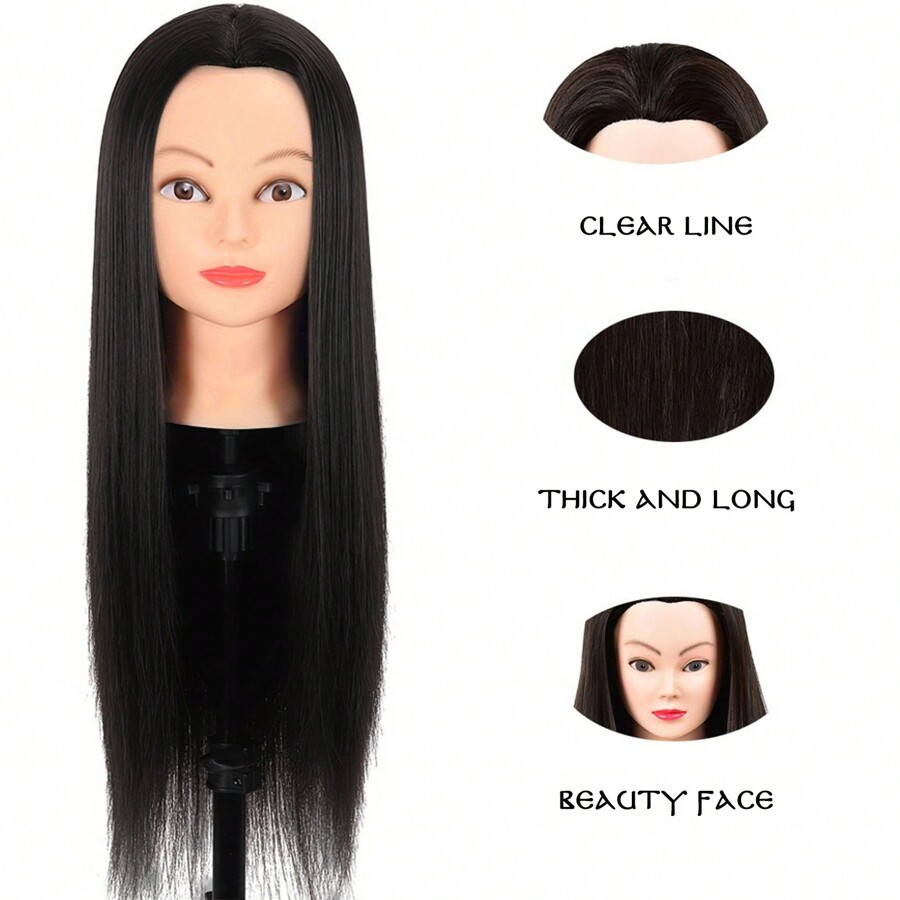 Mannequin Head Synthetic Hair Hairdresser Training Manikin Cosmetology ...