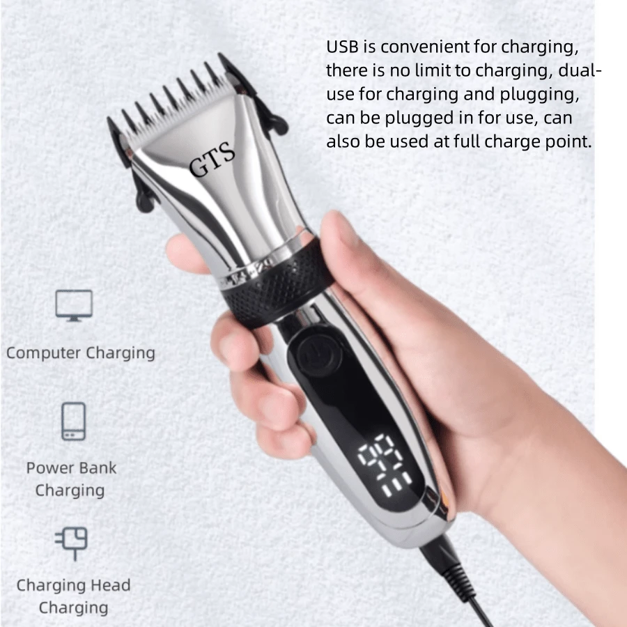 GTS LED Electric Hair Clipper Oil Head Rechargeable Cordless Shaver ...
