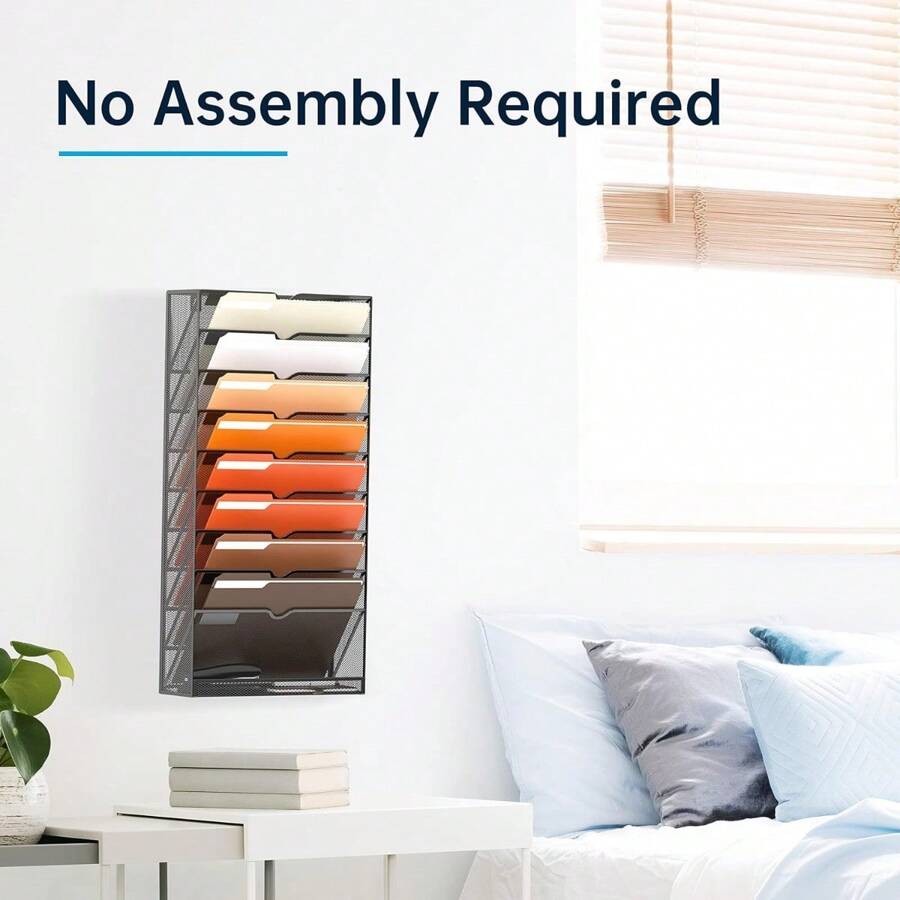 10-Tier Wall File Organizer Hanging Wall File Holder For Papers ...
