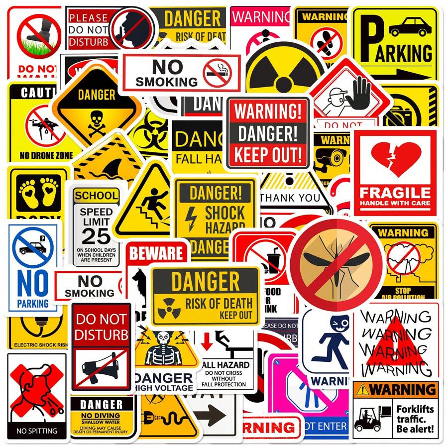 50pcs Warning Stickers For Water Bottles, Funny Warning Signs ...