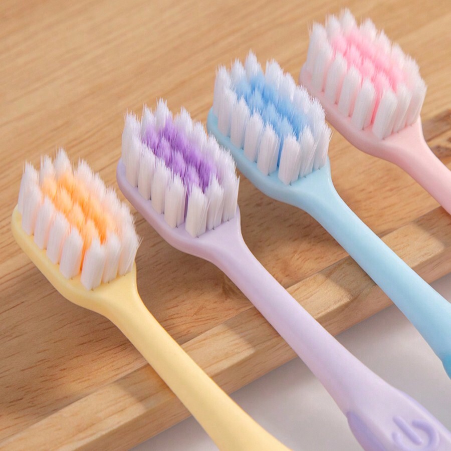8 Toothbrushes 4 Colors, Big Hole Wide Head Toothbrush, Embedded Non ...