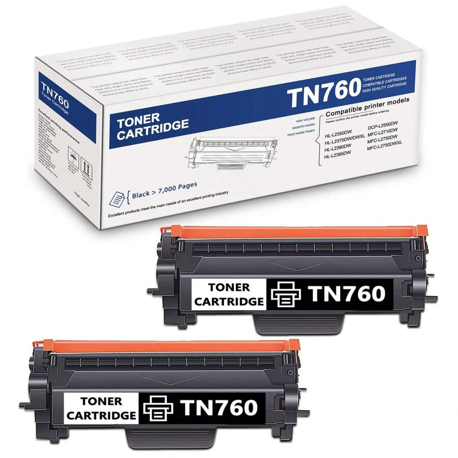 TN760 TN-760 TN730 TN-730 Toner Cartridge 2-Pack High-Yield Black ...