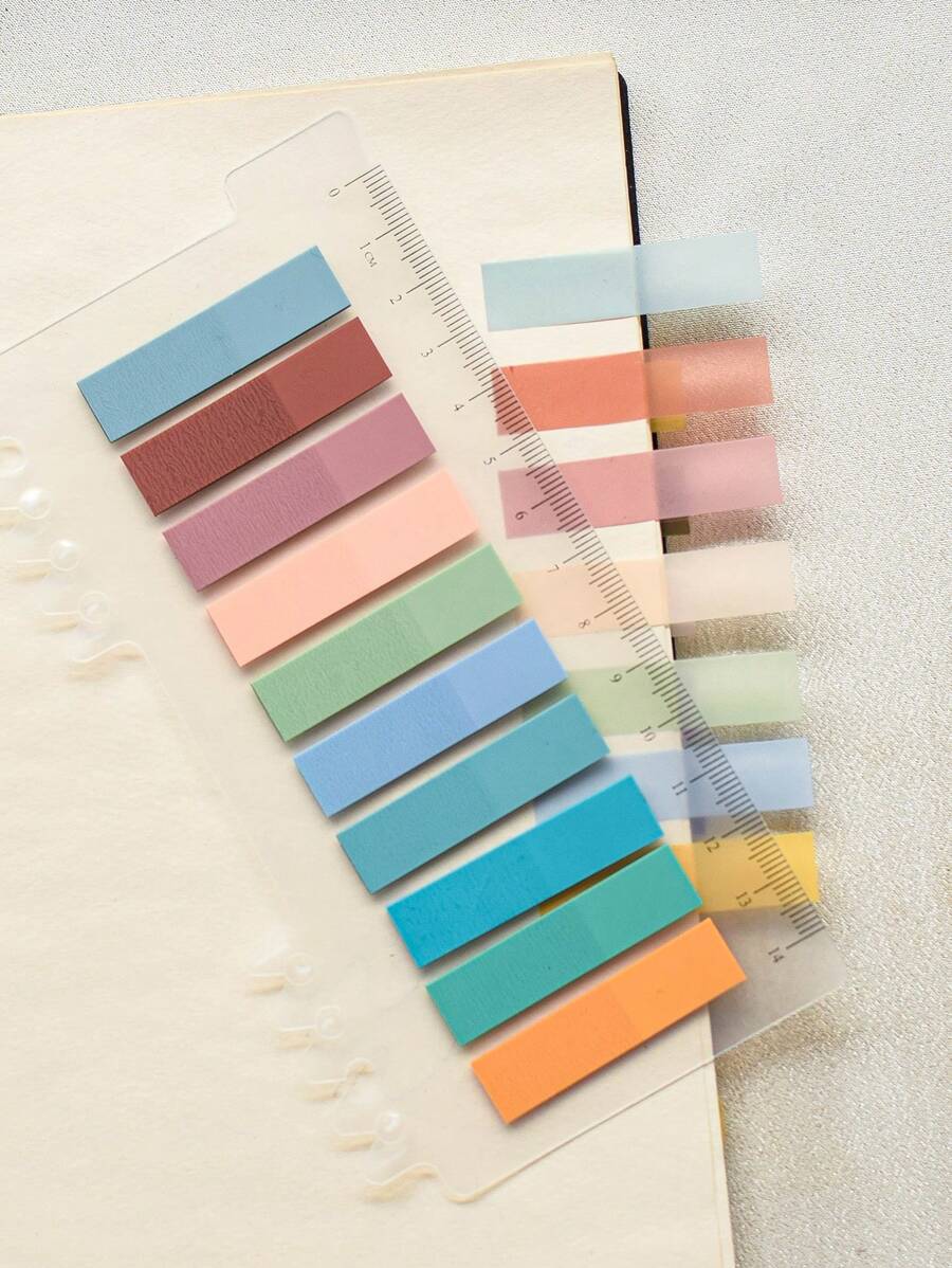 200 Sticky Notes 1 Index Sticker Translucent Color Each 10 Different ...