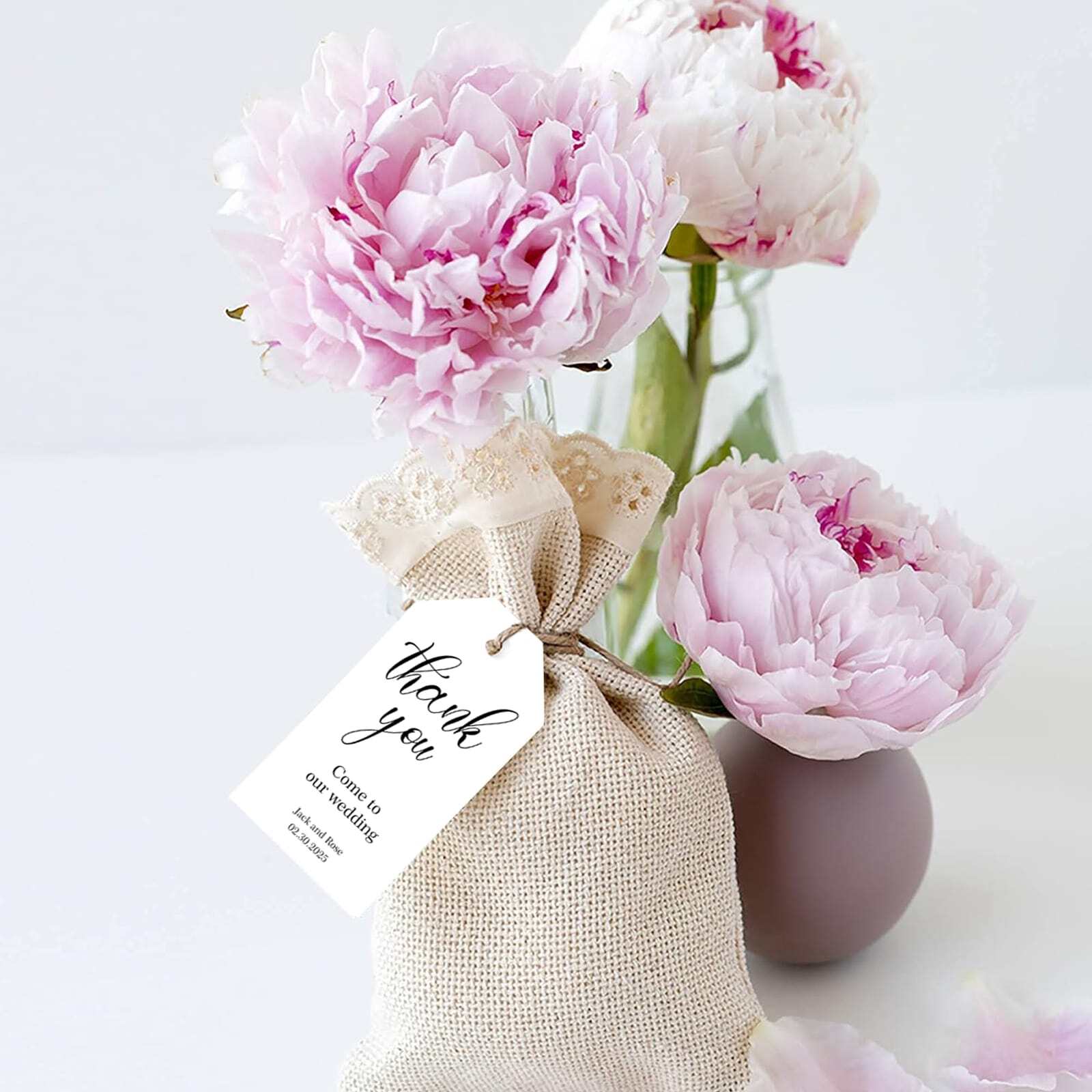 Bulk 2x3.75 Inch Customized Thank You Wedding Favor Gift Tags With ...