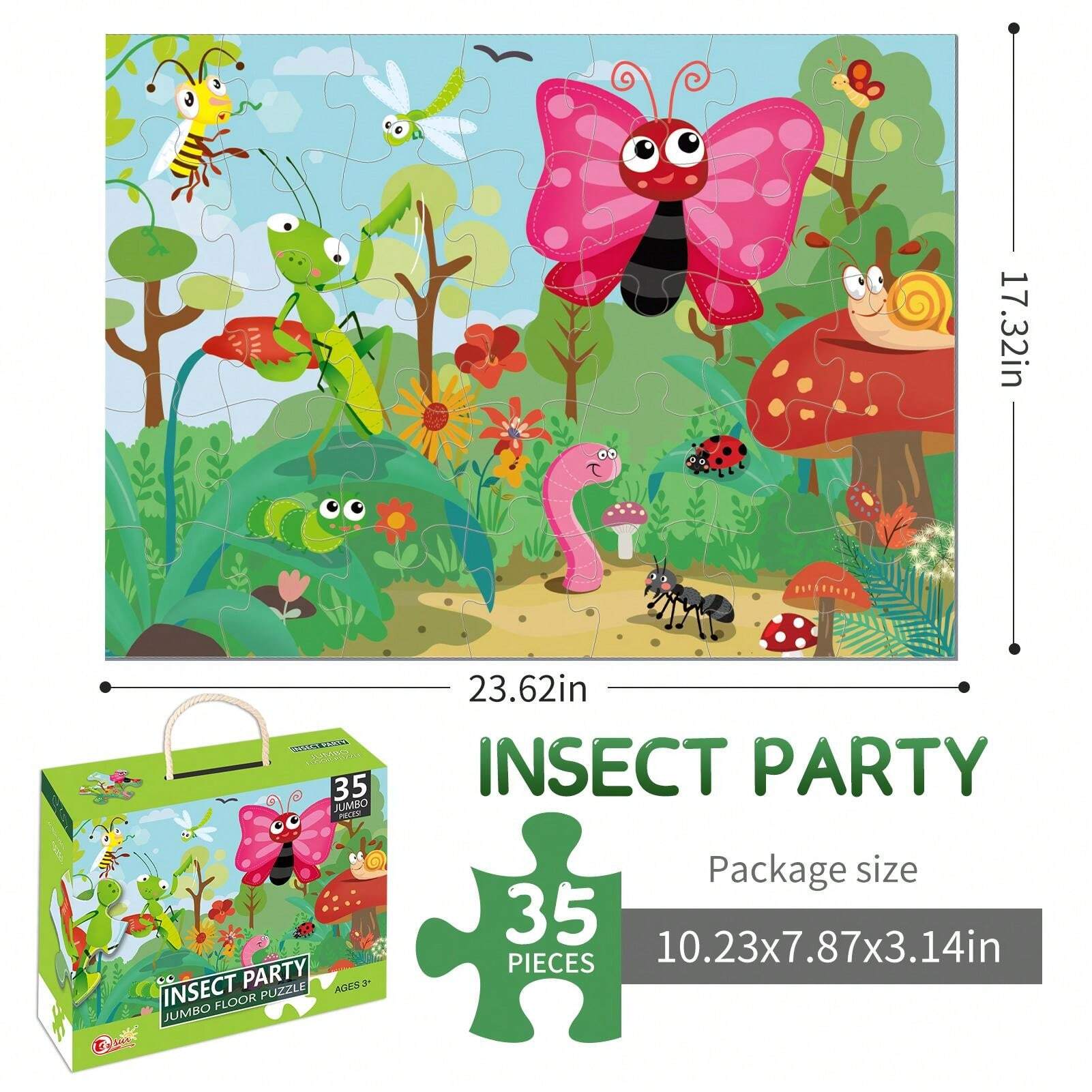 Jumbo Floor Puzzle For Kids Insect Party Jigsaw Puzzles 35-Piece Ages 3 ...