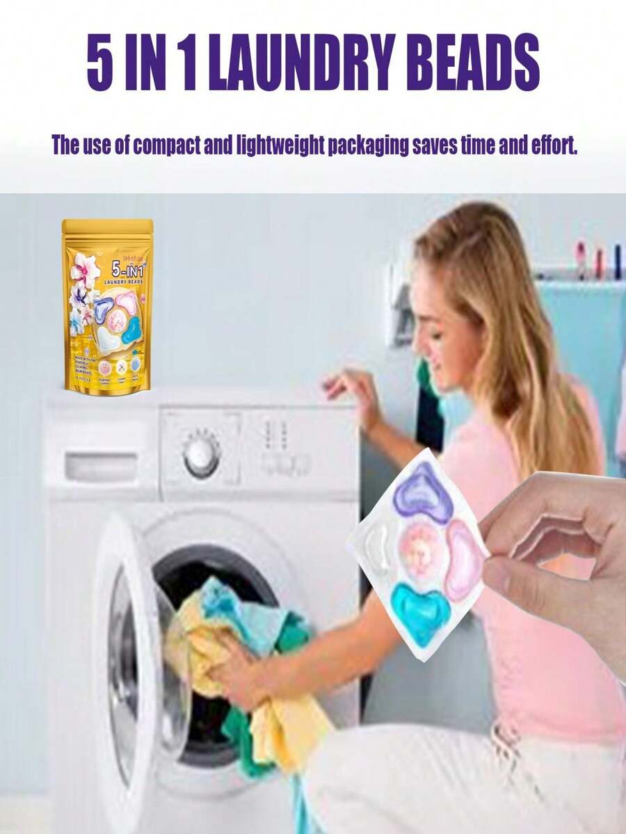 5-en-1 Sachet de gel de lessive, nettoyant de tache de vêtement, parfum ...