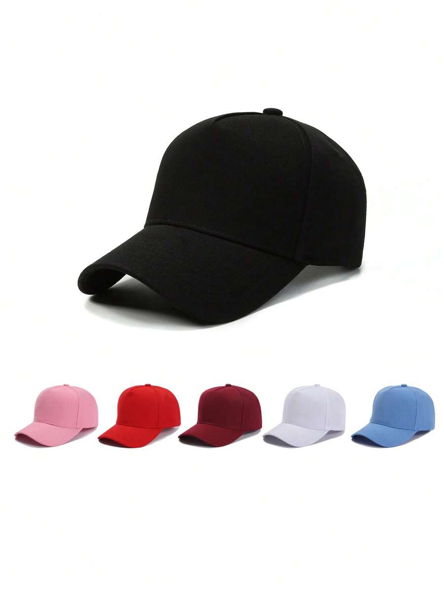 1pc 5-Panel Solid Baseball Cap, Outdoor Adjustable Sun Protection Casual Hat For Spring Autumn ...