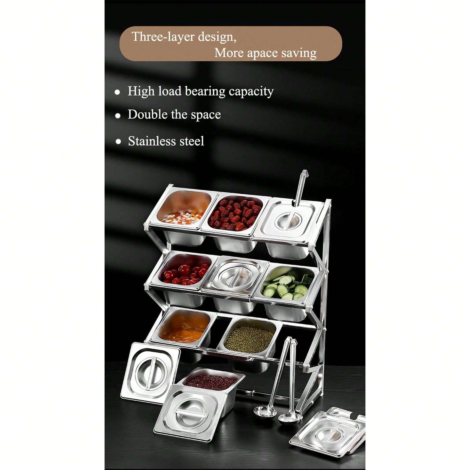 SHPii Stainless Steel Portion Basin Rack Jam Box Milk Tea Store Special ...