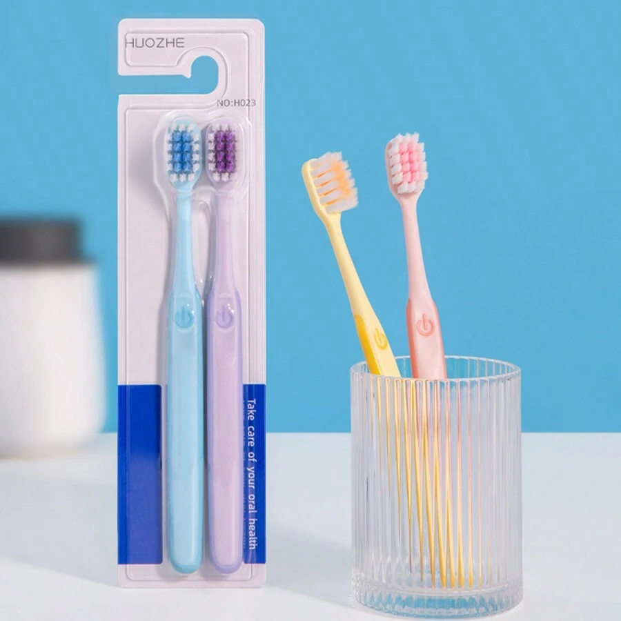 8 Toothbrushes 4 Colors, Big Hole Wide Head Toothbrush, Embedded Non ...