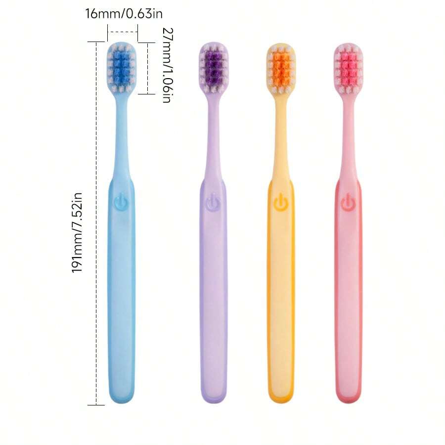 8 Toothbrushes 4 Colors, Big Hole Wide Head Toothbrush, Embedded Non ...