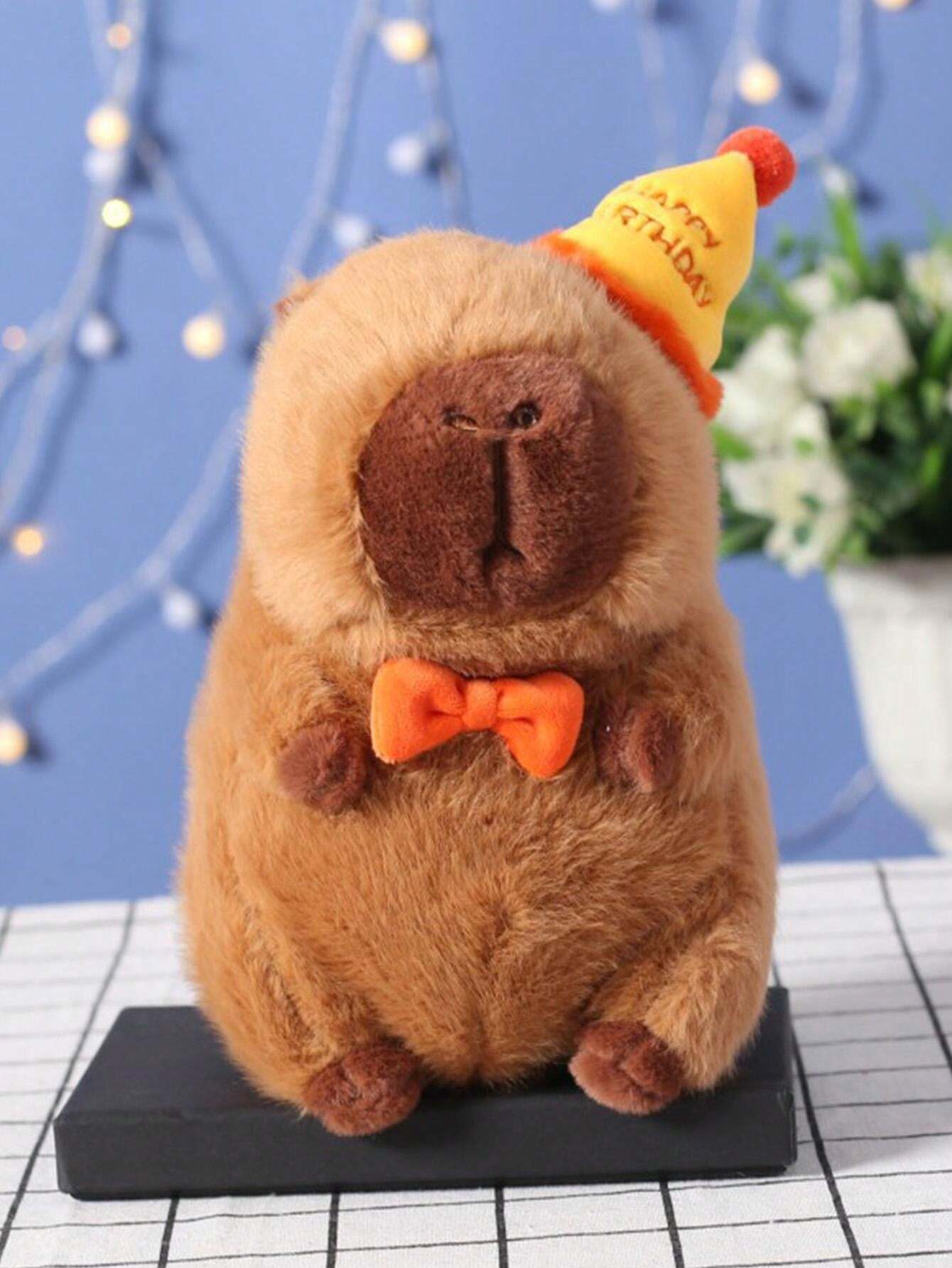 12cm/4.7inch Happy Capybara Plush Pendants Party Hat Capybara Plush ...