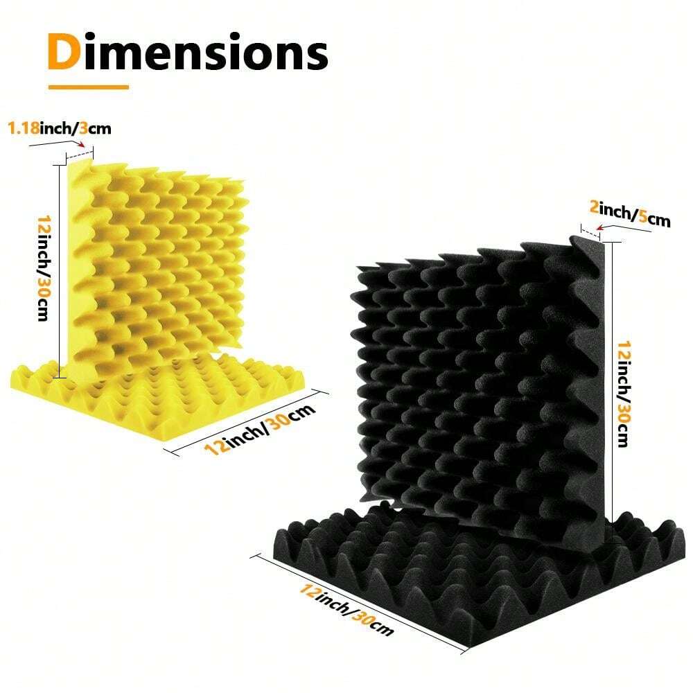1 Pc, 12 Pcs, 24 Pcs-12x12x1.18/12x12x2 Inches Studio Acoustic Foam ...