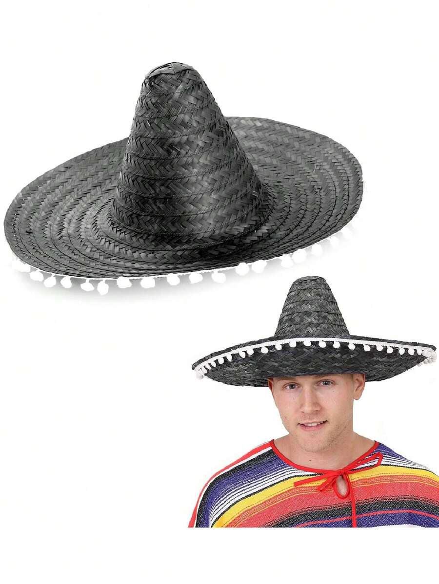 Pack Of 6 Mexican Sombrero Hats Straw Adults Mens Womens Wild Western ...