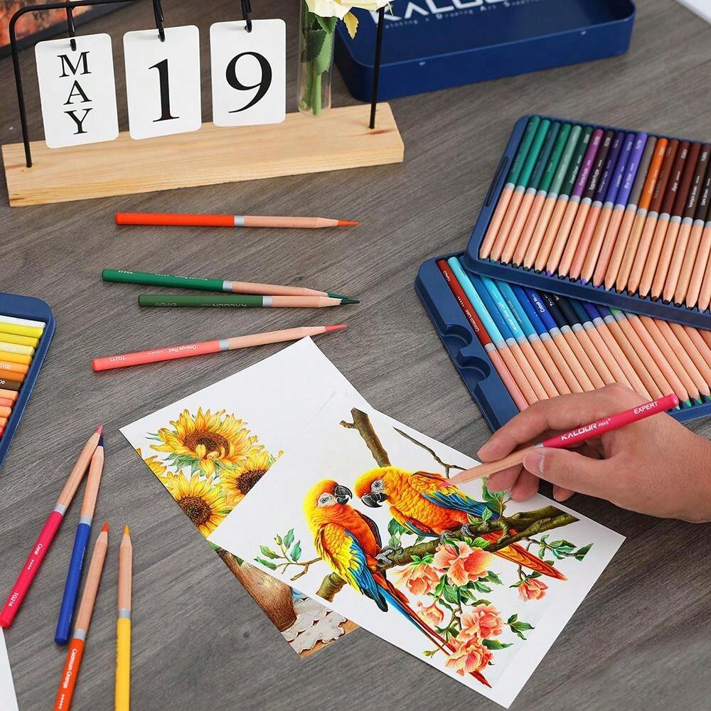 KALOUR 72 Colors Artists Colored Pencils Set, Oil-Based Soft Core ...