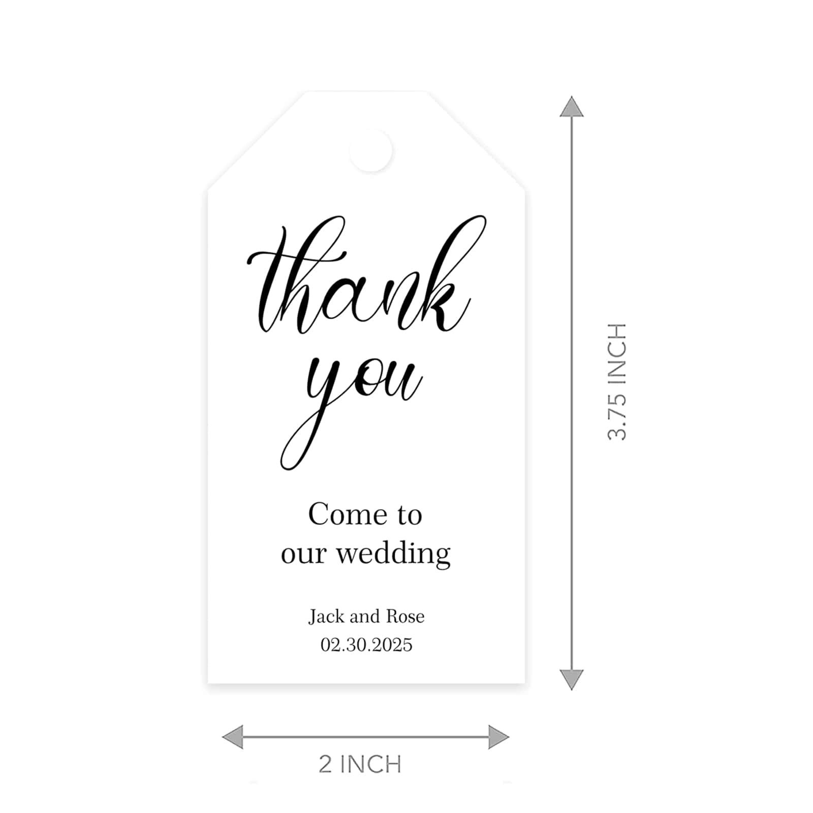 Bulk 2x3.75 Inch Customized Thank You Wedding Favor Gift Tags With ...