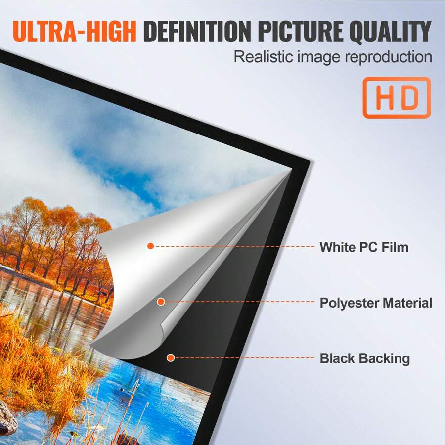 Projector Screen Fixed Frame 110inch Diagonal 16:9 4K HD Movie ...