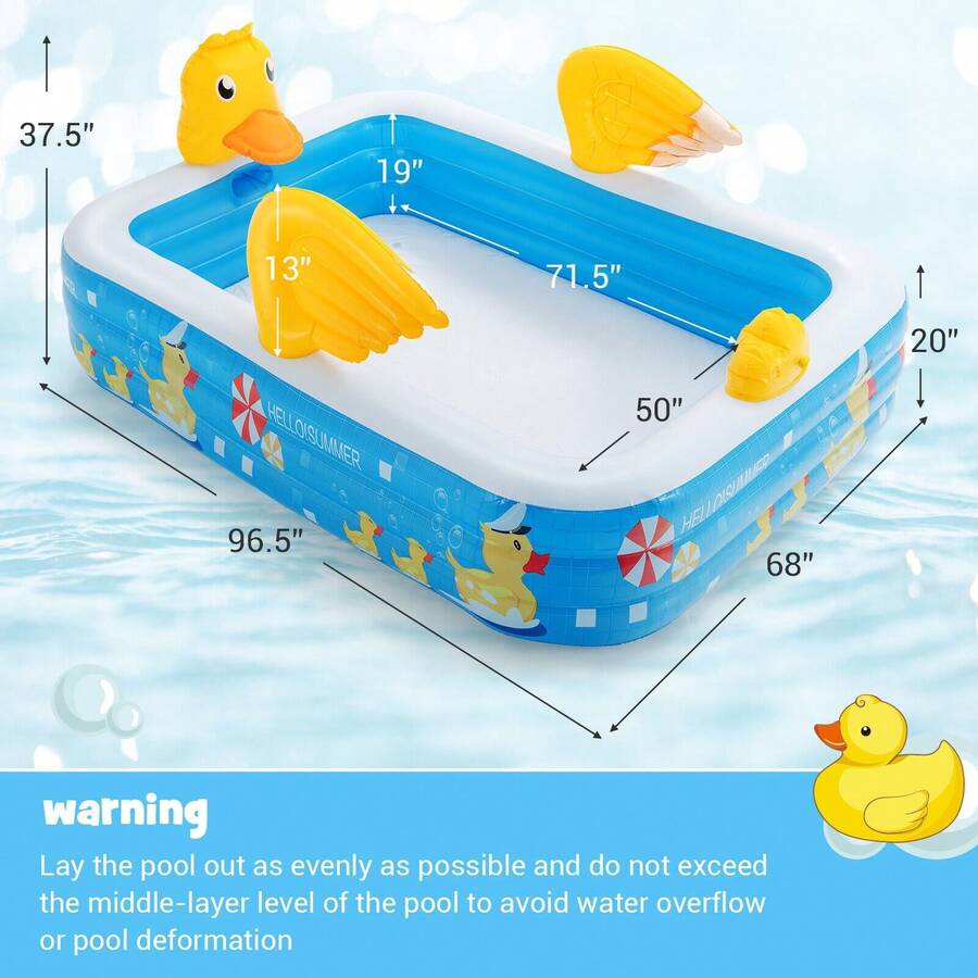 Inflatable Swimming Pool Duck Themed Pool With Sprinkler | SHEIN USA