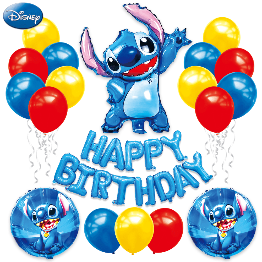 60PCS Disney Officially Licensed Blue Stitch Balloon Set Room Warm ...