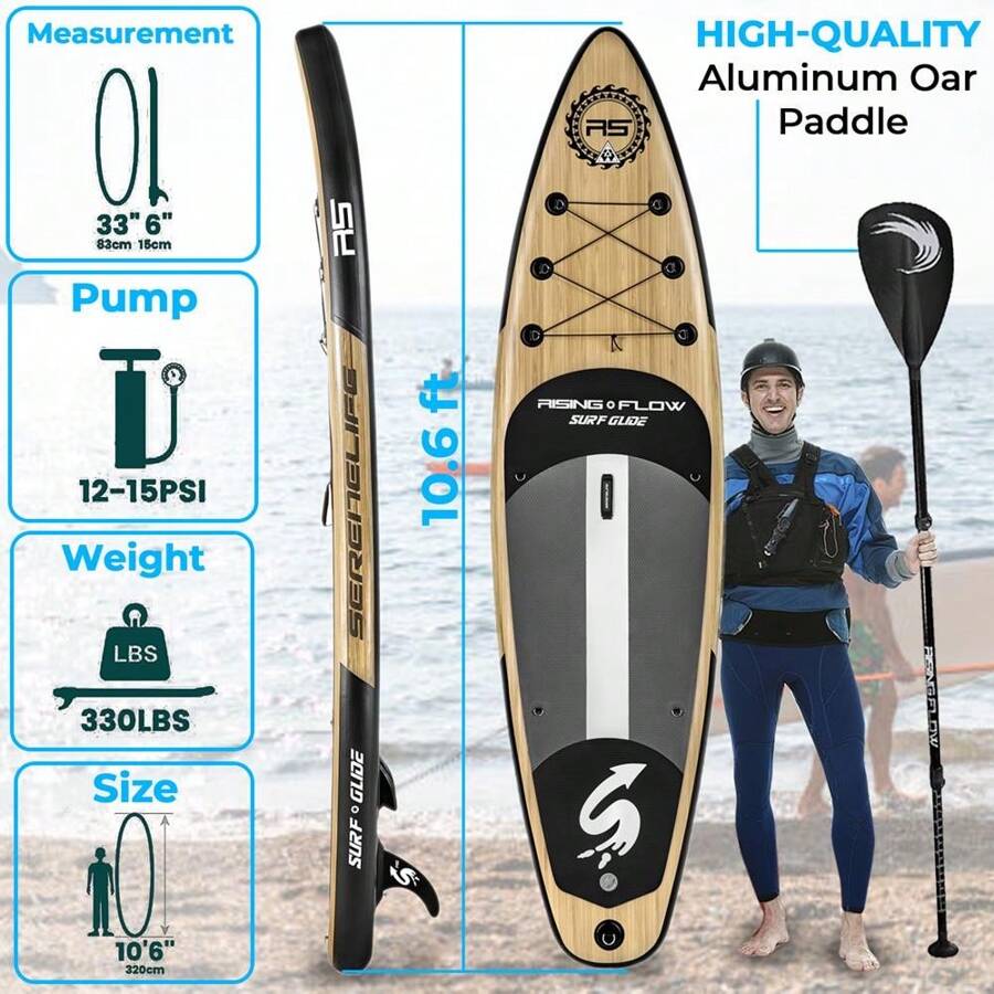 SERENELIFE Serenelife Rising Flow Inflatable Paddleboard ISUP - Stand ...